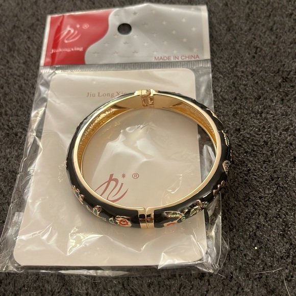 jiu long xing | Jewelry | New Jiu Long Xing Cloisonne Black Floral ...
